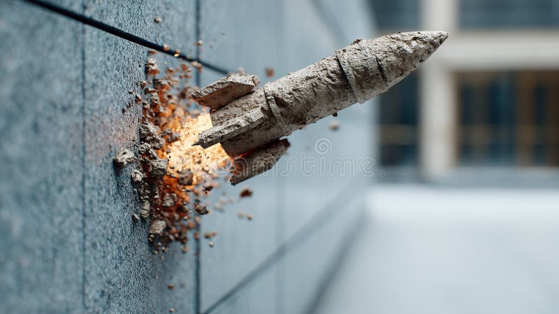 A Powerful Rocket Pierces through a Concrete Wall, Causing a ...