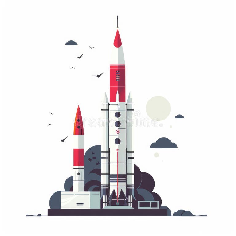 Giant Rocket Launchpad: Space Exploration Vector Illustration Stock ...
