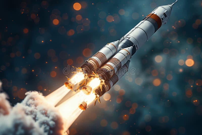 A Powerful Rocket Successfully Launches from the Launch Pad, Leaving a ...