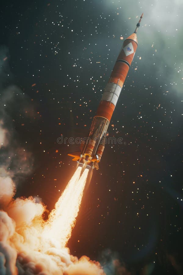 A Powerful Rocket Taking Off into the Sky, Ideal for Technology and ...
