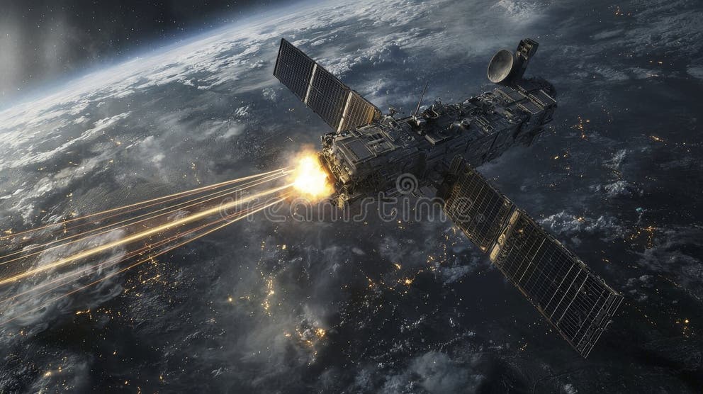Satellite Weapons Systems Targeting Earth from Space Futuristic Sci-fi ...