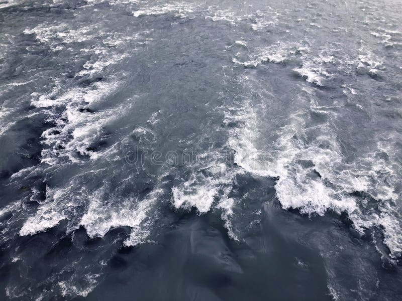 Powerful Sea Tide or Fast River Water Flow with Waves, Natural ...