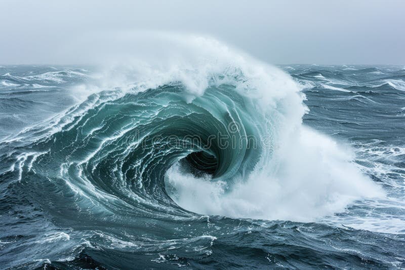 Powerful Sea Wave Crashing Against the Ocean Surface, Great for Water ...