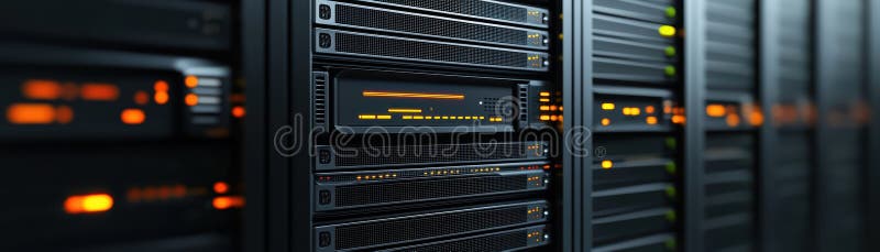 Powerful Server Room, Data Center with Cloud Computing Technology and ...