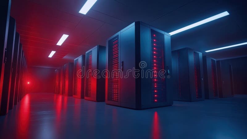 Powerful Servers Aligned in a Data Center, the Backbone of Modern ...