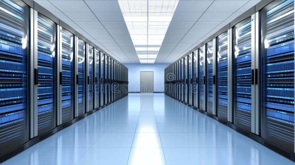 Powerful Servers Aligned in a Data Center, the Engine of the Digital ...