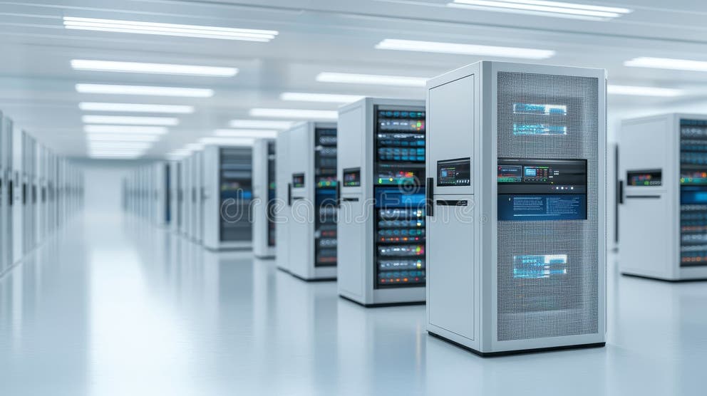 Powerful Servers Aligned in Data Center the Engine of the Digital Age ...