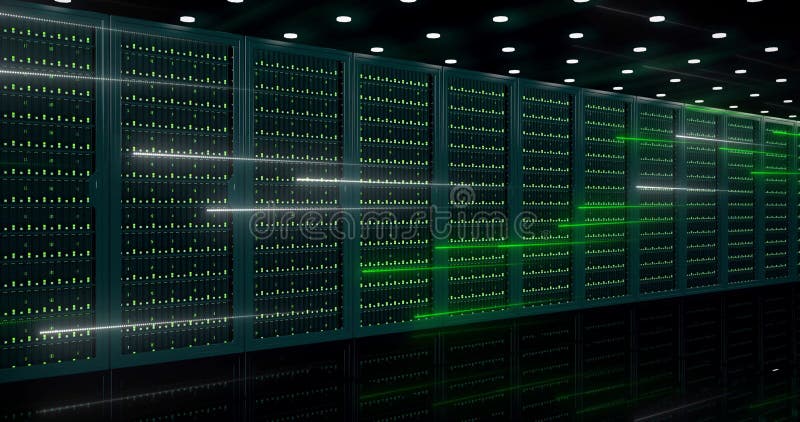 Powerful Servers Sit Behind Glass Panels in a Server Room of a Data ...