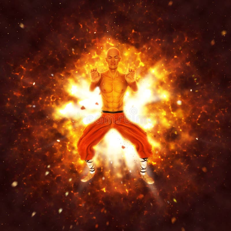 Powerful Shaolin Monk Illustration Stock Illustration - Illustration of ...
