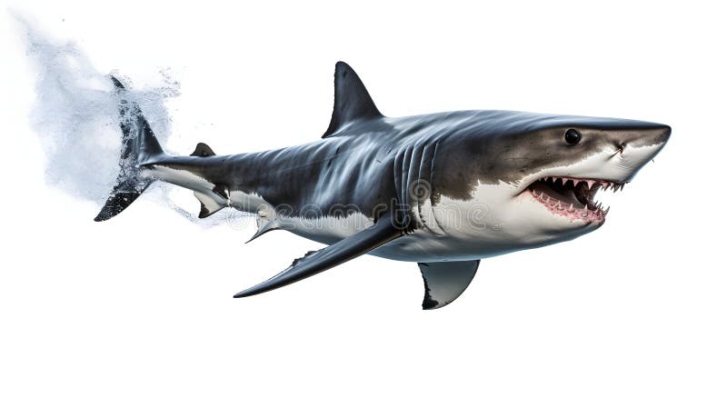 A Powerful Shark in a Dynamic Swimming Pose Stock Illustration ...