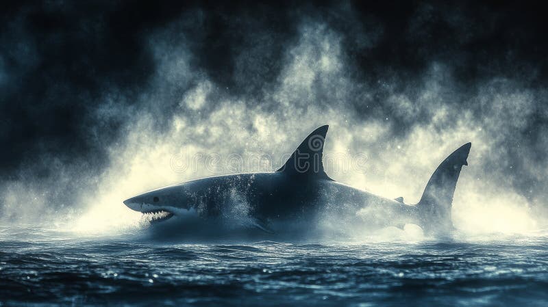 Powerful Shark Emerging from Dark Waters Creates Striking Visual at ...