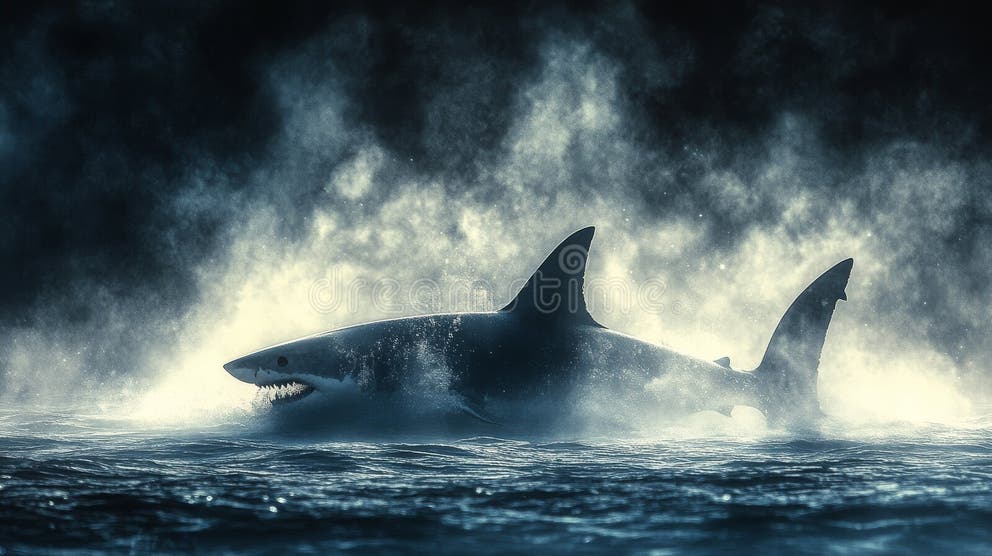 Powerful Shark Emerging from Dark Waters Creates Striking Visual at ...