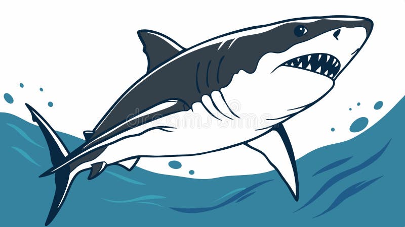 Powerful Shark in Ocean Waves, Marine Predator Dynamic Art, Ocean Life ...