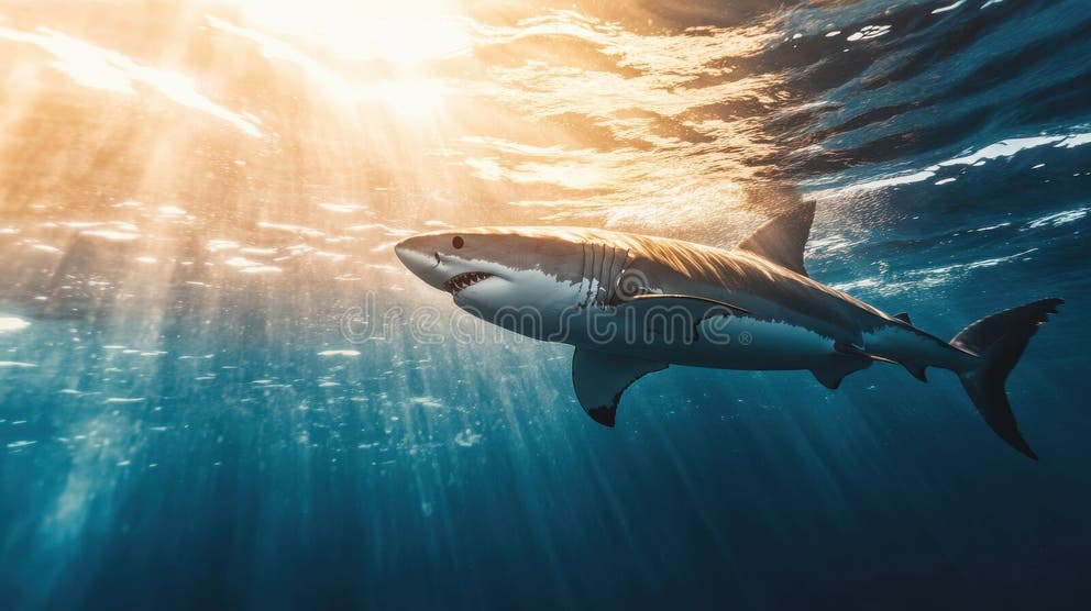 Powerful Shark in Polluted Waters, Microplastics Reflecting Hidden ...