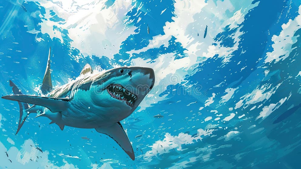 Powerful Sharks Gliding through Azure Waters. Generative Ai Stock ...