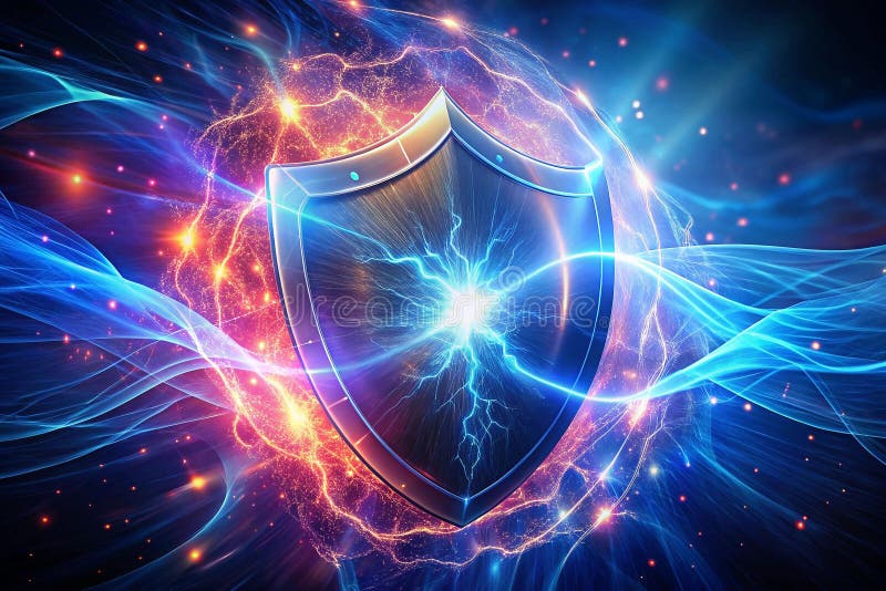 Powerful Shield Protecting from Energy Blasts Stock Illustration ...