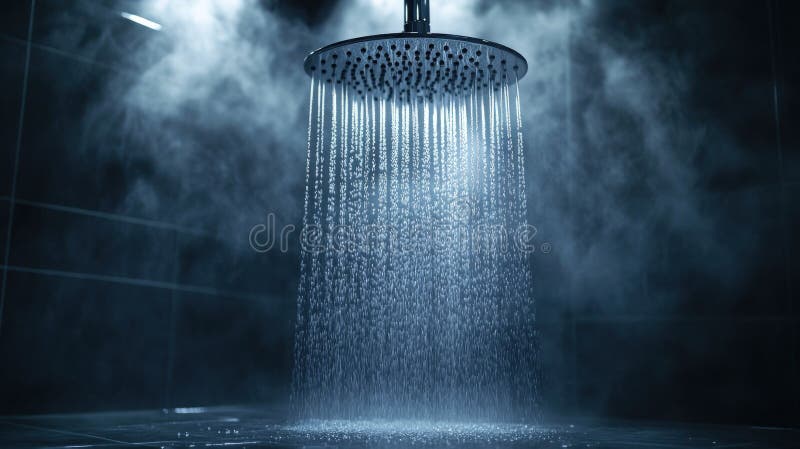 A Powerful Shower Head Releases Water Stock Illustration - Illustration ...