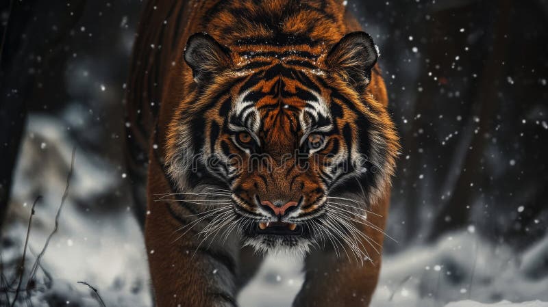 Powerful Siberian Tiger Walking through Snow Stock Illustration ...