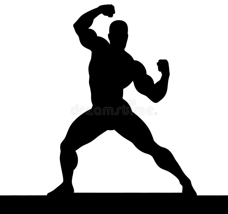 Bodybuilder Silhouette Posing Stock Illustration - Illustration of ...