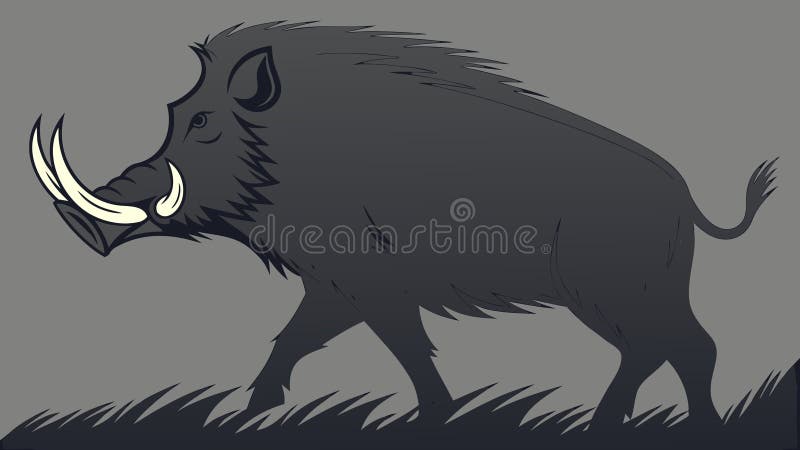 Wild Boar with Tusks Silhouette Vector for Wildlife Design, Vector ...