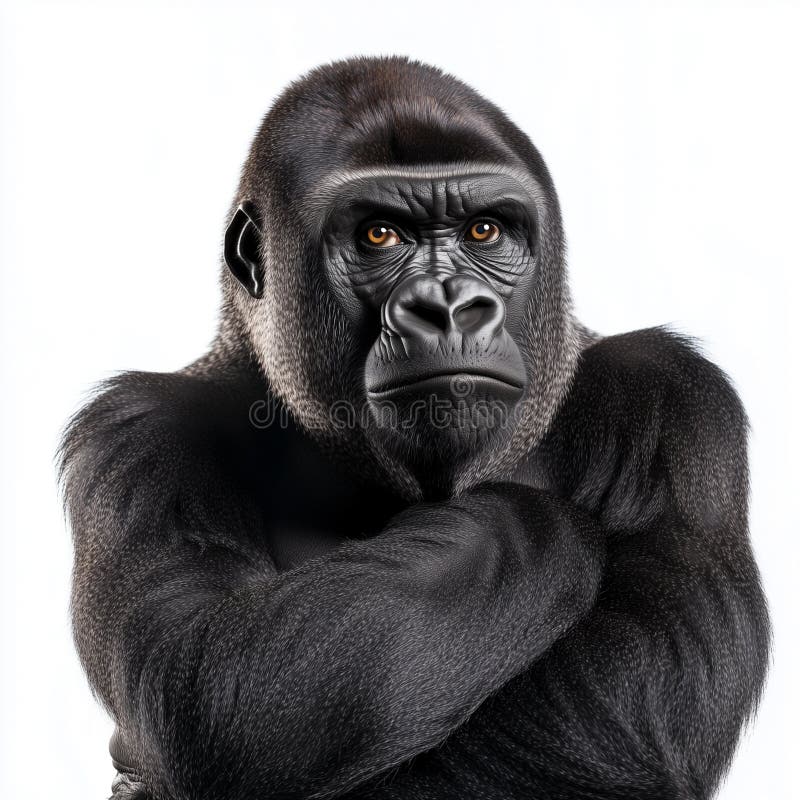 Powerful Silverback Gorilla with Intense Orange Eyes Stares Directly at ...