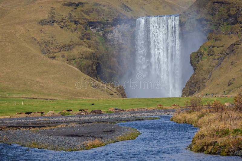 Powerful Skogafoss stock image. Image of landscape, power - 89813309