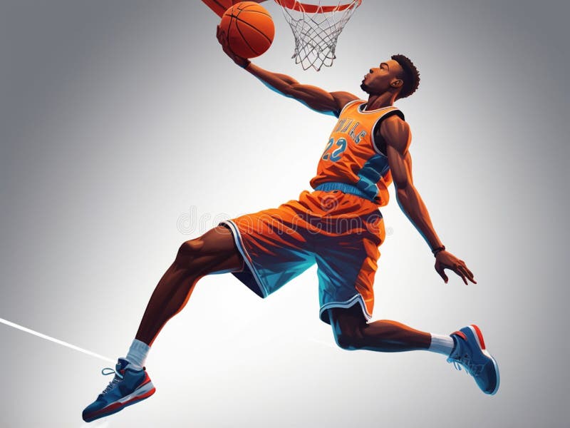 Powerful Slam Dunk – Basketball Player in Action Stock Illustration ...