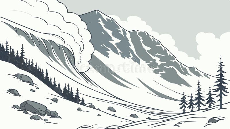 Powerful Snow Avalanche. Nature S Raw Power in Mountains. Vector Design ...