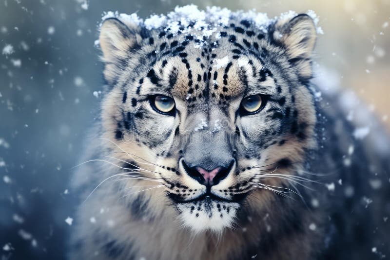 Powerful Snow Leopard. Generate Ai Stock Image - Image of animal ...