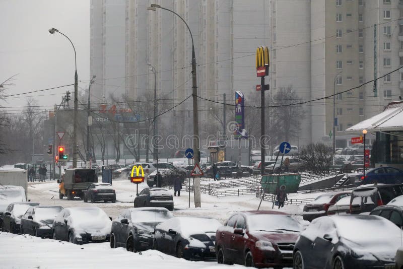 The Powerful Snowfall in the Moscow Editorial Stock Image - Image of ...