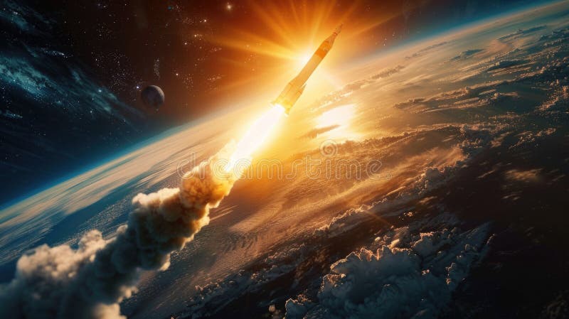 A Powerful Space Rocket Launching into the Sky. Perfect for ...