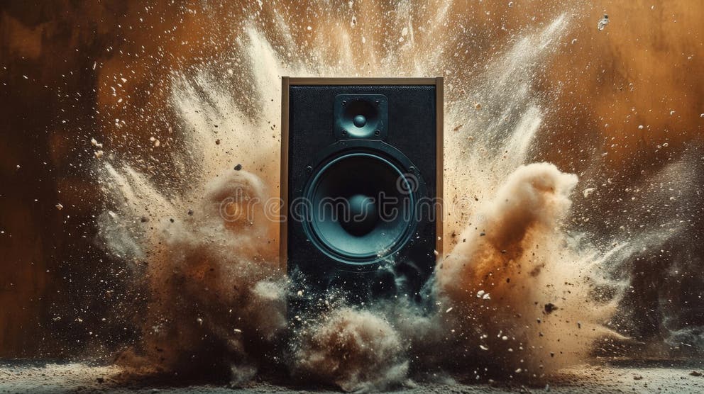 Powerful Speaker Explosion Brown Dust Cloud Stock Illustration ...