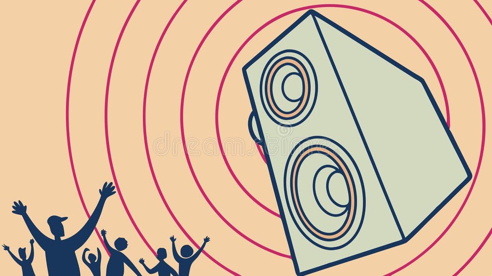 Powerful Speaker with Sound Waves, Audio System, Vector Design ...