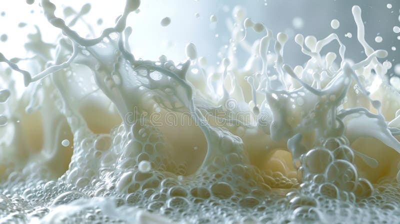 Powerful Splash of Liquid, Possibly Milk or Cream, Captured Mid ...