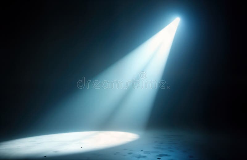 Powerful Spotlight Illuminates Dark Space. Beam of Light Creates ...
