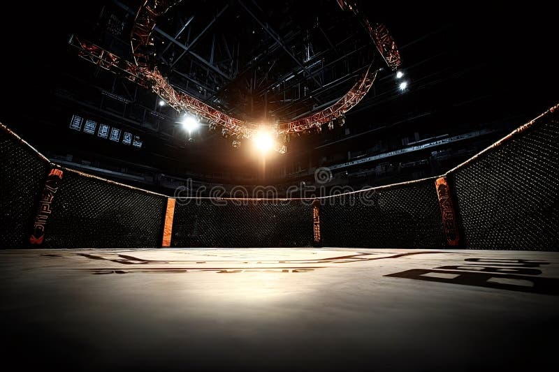 Empty Fighting Ring Spotlighted in Dark Arena Awaits Fighters Stock ...