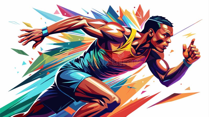 Powerful Sprinter in Full Sprint with Explosive Energy and Speed Stock ...