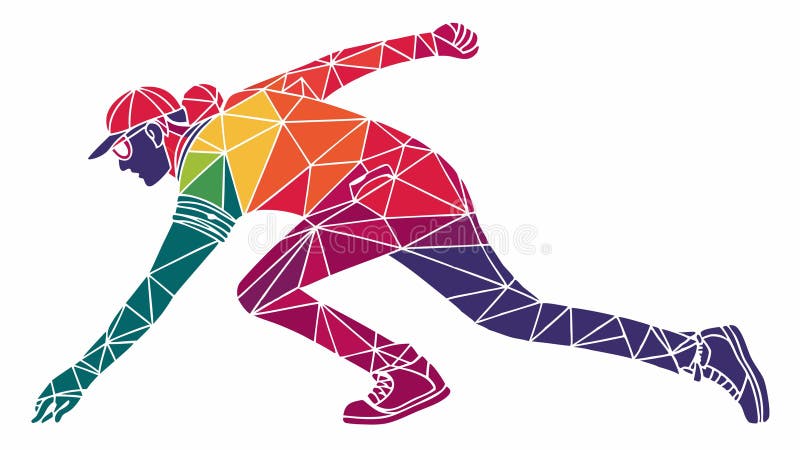 Powerful Sprinter in Geometric Style, Capturing Speed and Determination ...