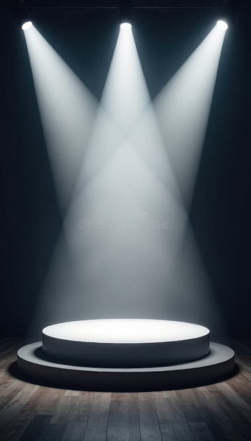 Powerful Stage Lights Bathe an Empty Platform in Brilliant White, Deep ...