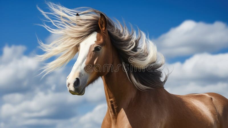 A Powerful Stallion with Flowing Mane and Tail, Standing Proudly ...