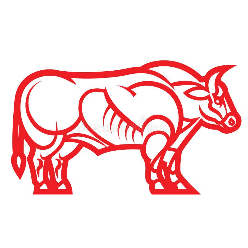 Powerful Standing Belgian Blue Bull Stock Vector - Illustration of ...