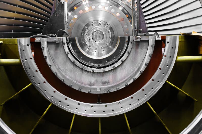 A Powerful Steam Turbine Rotor is Installed in the Lodgment of the ...