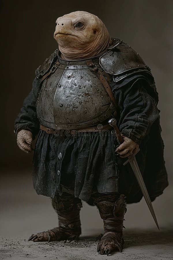 Medieval Turtle Warrior in Battle-worn Armor Stock Illustration ...