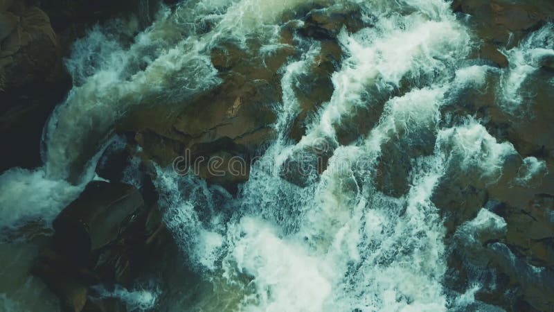 Powerful Stream of Water from a Mountain Waterfall. Stock Video - Video ...