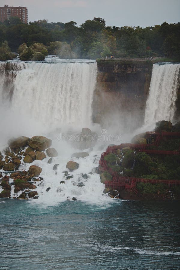 Powerful Streams of Niagara Falls Cascade Down a River. Ontario, Canada ...