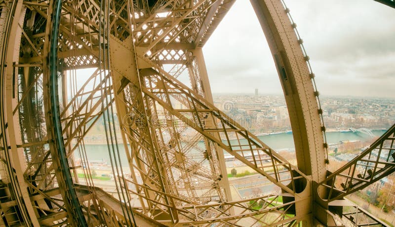 Powerful Structure of Eiffel Tower, Wide Angle View Stock Image - Image ...