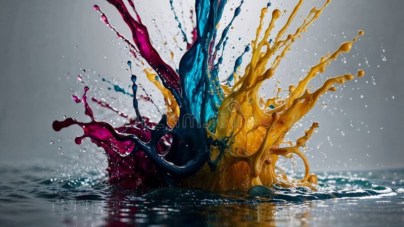 Studio Shot of Explosive Multi-Color Splash in High-Resolution Detail ...