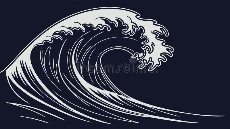 Powerful Stylized Ocean Wave Dynamic Nature Graphic Vector Design ...