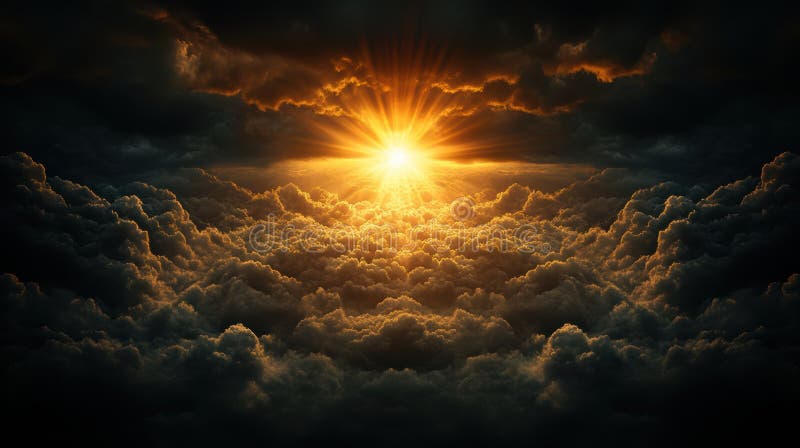 A Powerful Sunrise with Golden Rays Piercing through Dramatic Clouds ...