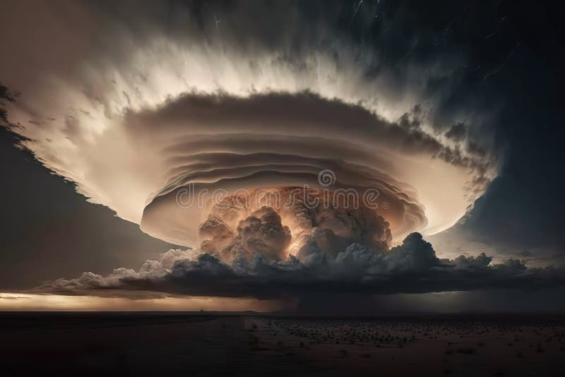 A Powerful Supercell Storm with Tornado. Climate Change Concept Stock ...